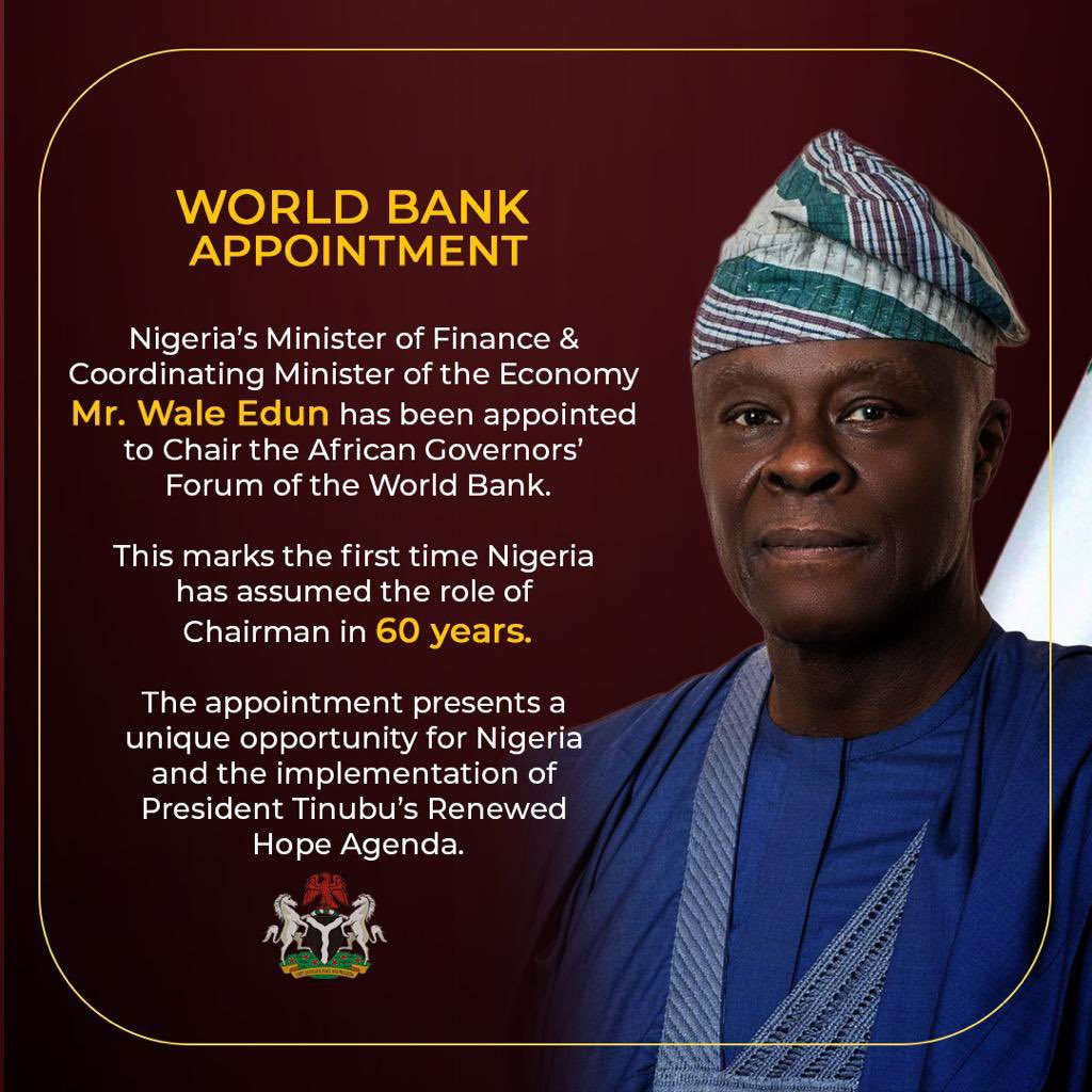 WORLD BANK APPOINTMENT – Federal Ministry of Finance